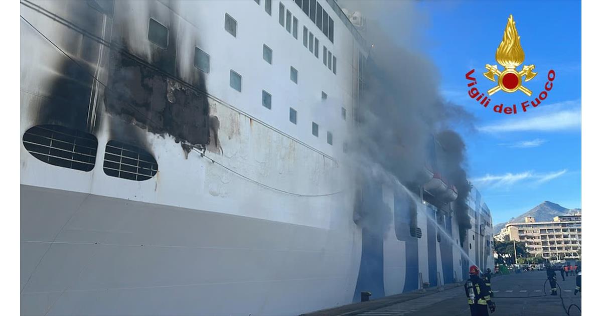 Fire on board the GNV Superba ferry in the port of Palermo