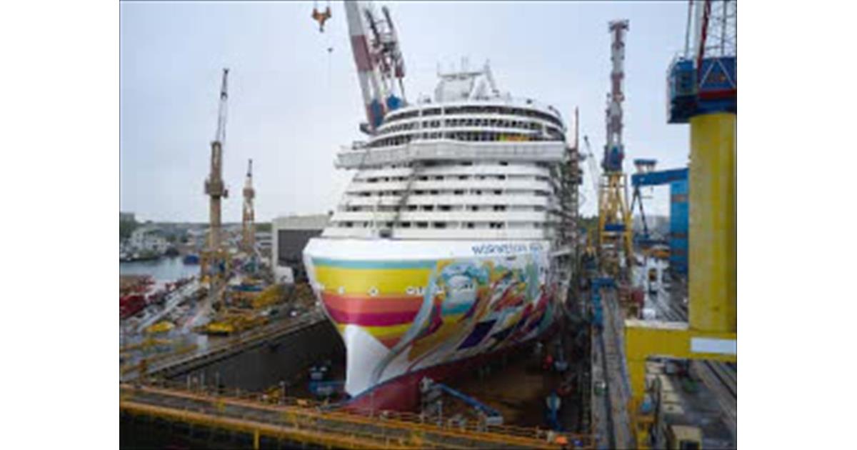 The launch of the Norwegian Aqua cruise ship at the Fincantieri ...