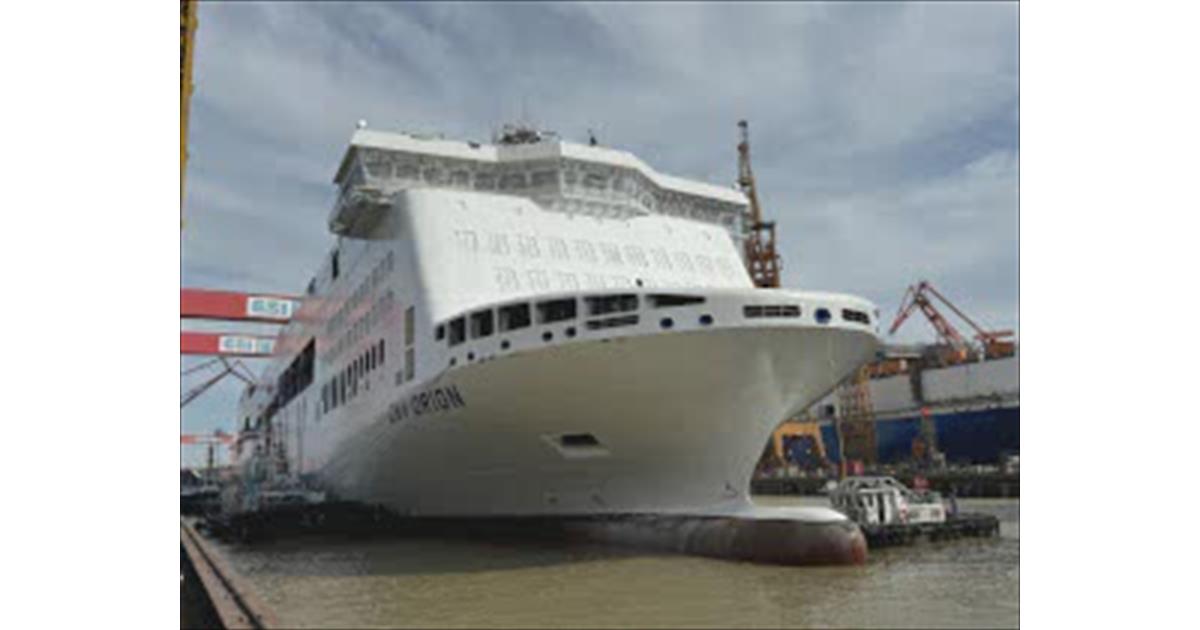 Technical launch of the second of the four GNV ro-pax ships under ...